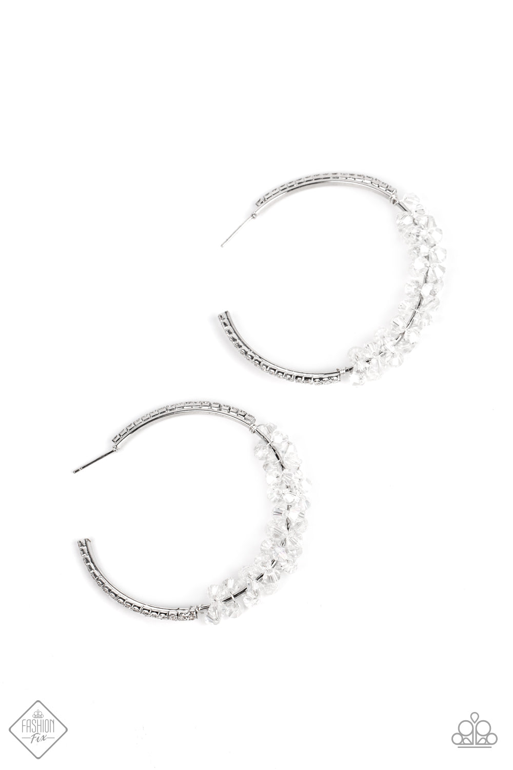 Bubble-Bursting Bling - White Iridescent rhinestone hoop earrings ...